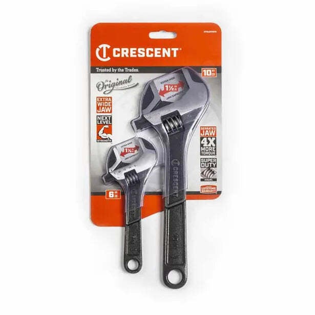 CRESCENT 6INCH 10INCH ADJUSTABLE WRENCH SET 2 PIECE ATWJ2610VS PowerUpTools